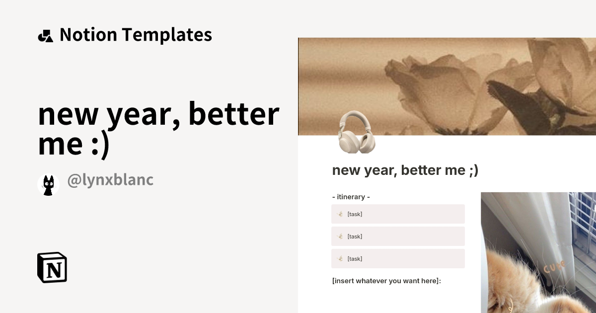 new year, better me :) Template by LynxBlanc | Notion Marketplace