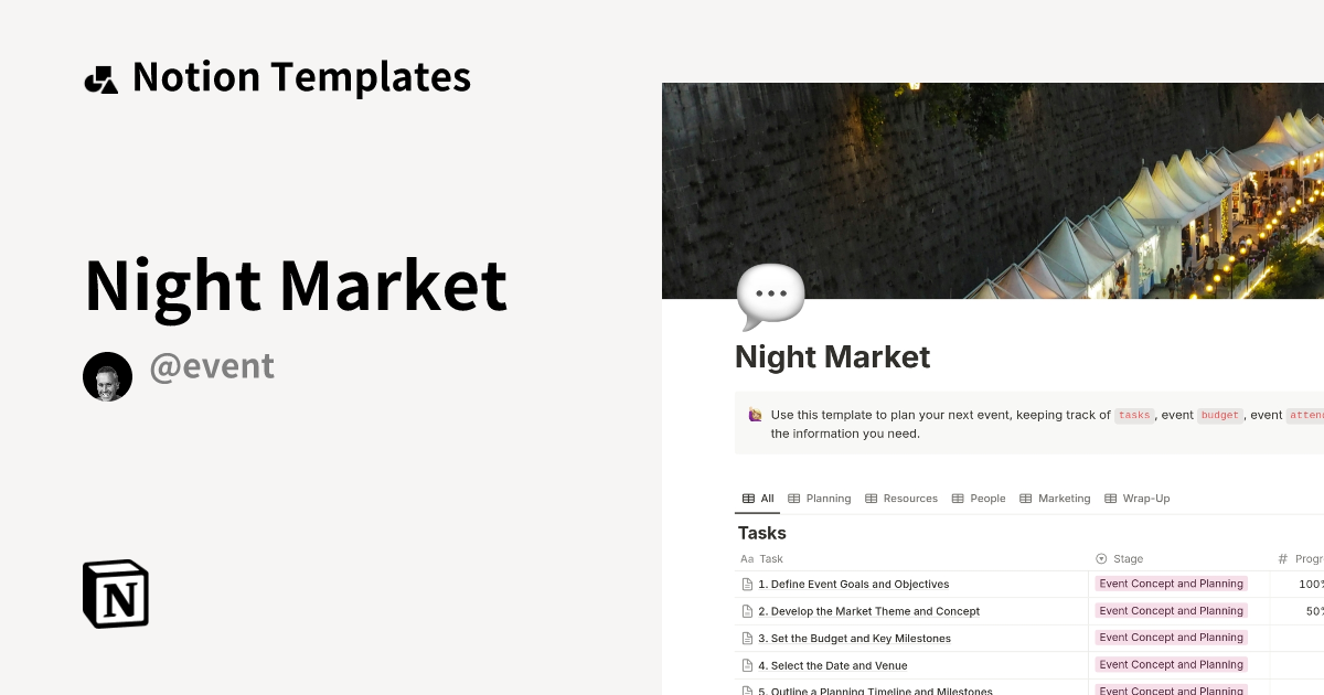 Night Market Template by Event | Notion Marketplace