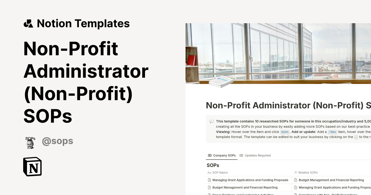 Non-Profit Administrator (Non-Profit) SOPs Template | Notion Marketplace