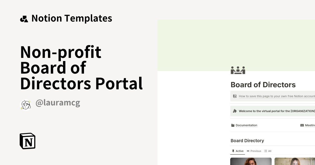 Non-profit Board of Directors Portal Template by Laura McGuinn | Notion ...