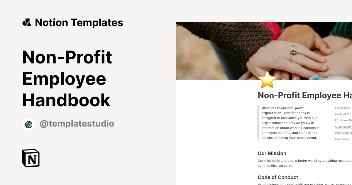 Non-Profit Employee Handbook Template | Notion Marketplace