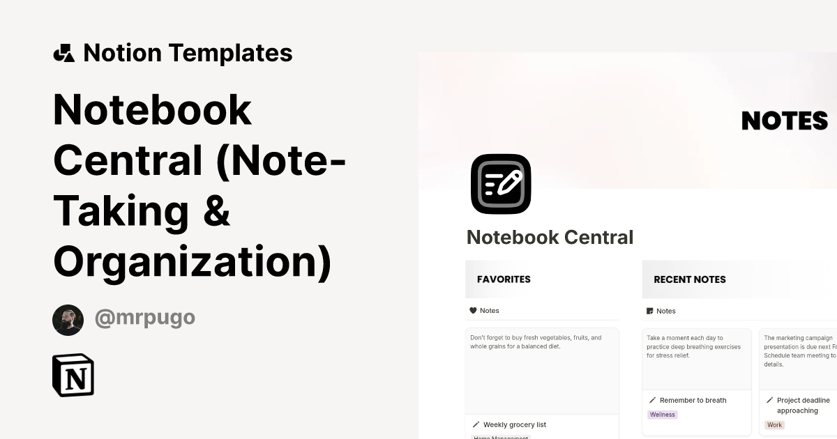 Notebook Central (Note-Taking & Organization) Template by mrpugo ...