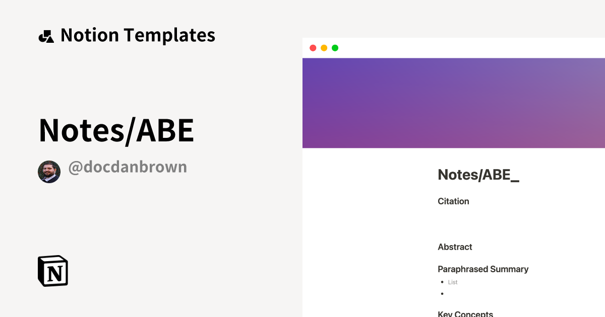 Notes/ABE Template | Notion Marketplace