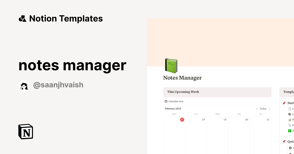 notes manager Template | Notion Marketplace