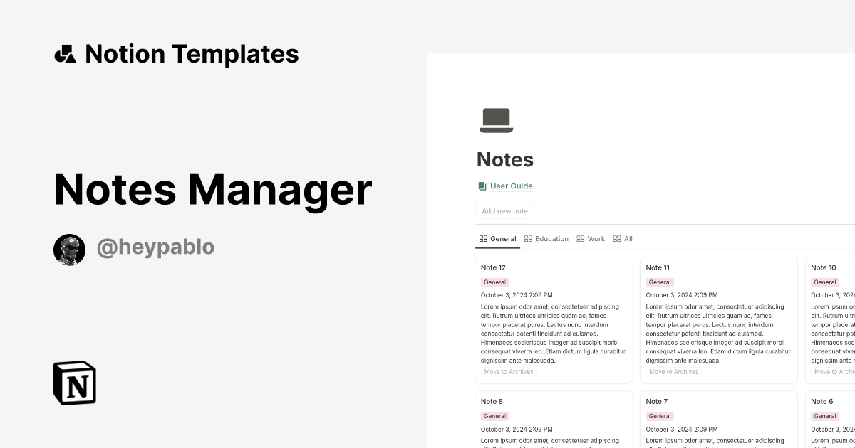 Notes Manager Template | Notion Marketplace