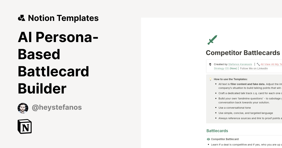 AI Persona-Based Battlecard Builder Template | Notion Marketplace