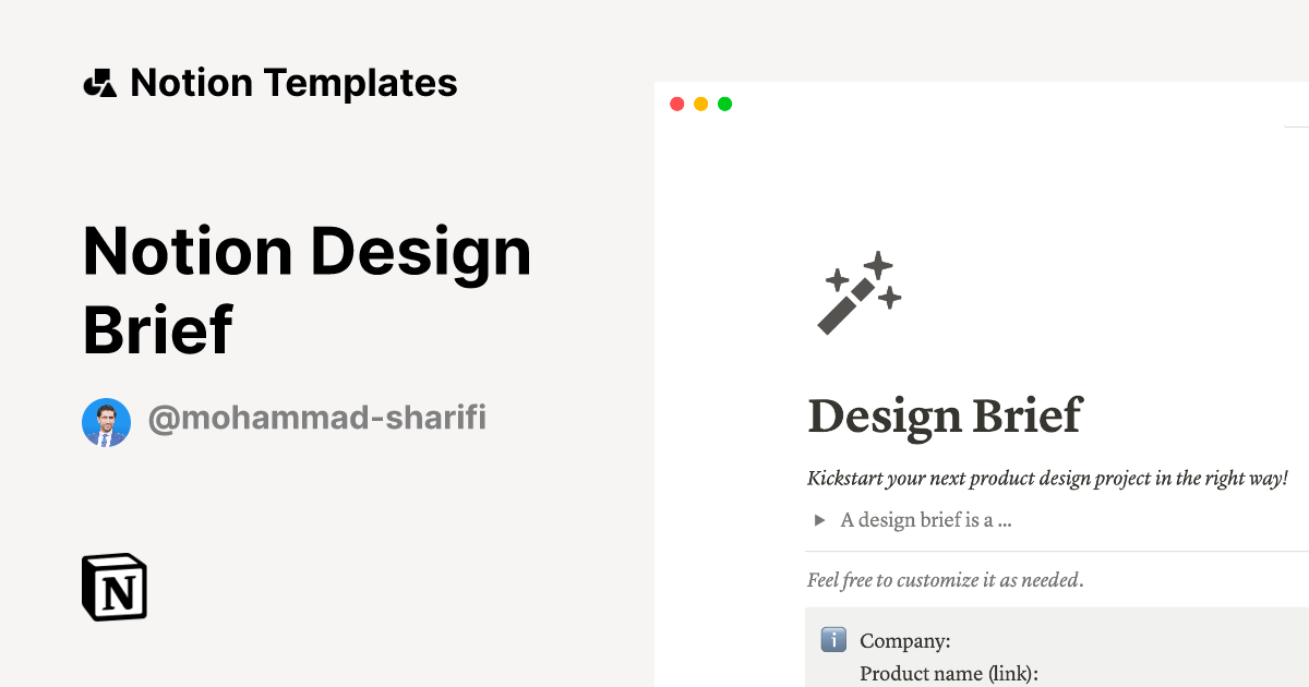Notion Design Brief Template | Notion Marketplace