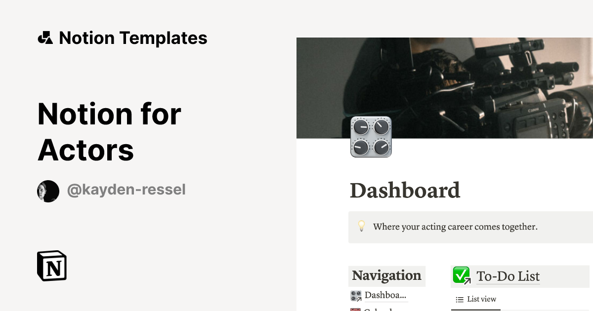 Notion for Actors Template by Kayden Ressel | Notion Marketplace