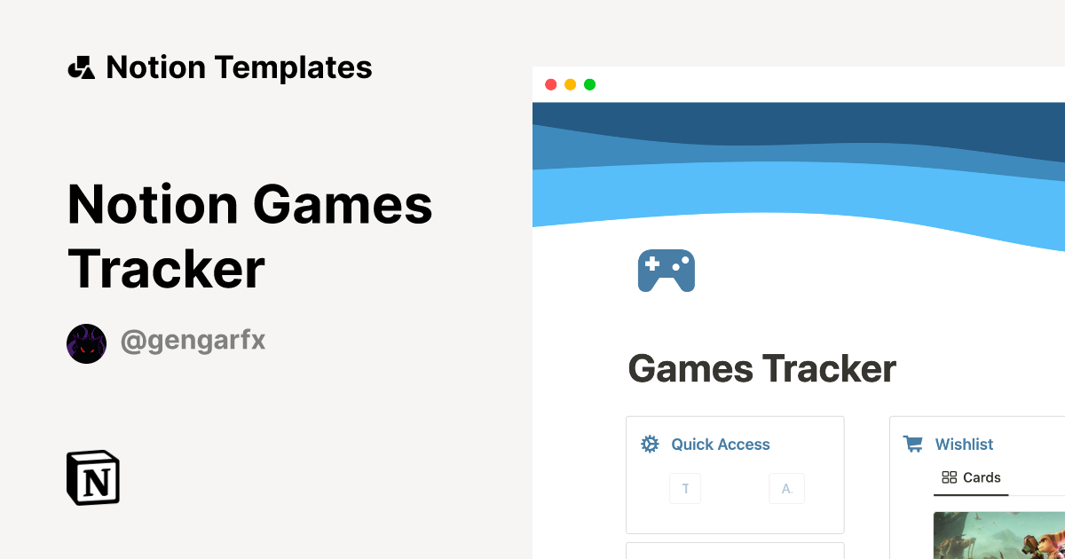 Notion Games Tracker Template by GengarFX | Notion Marketplace
