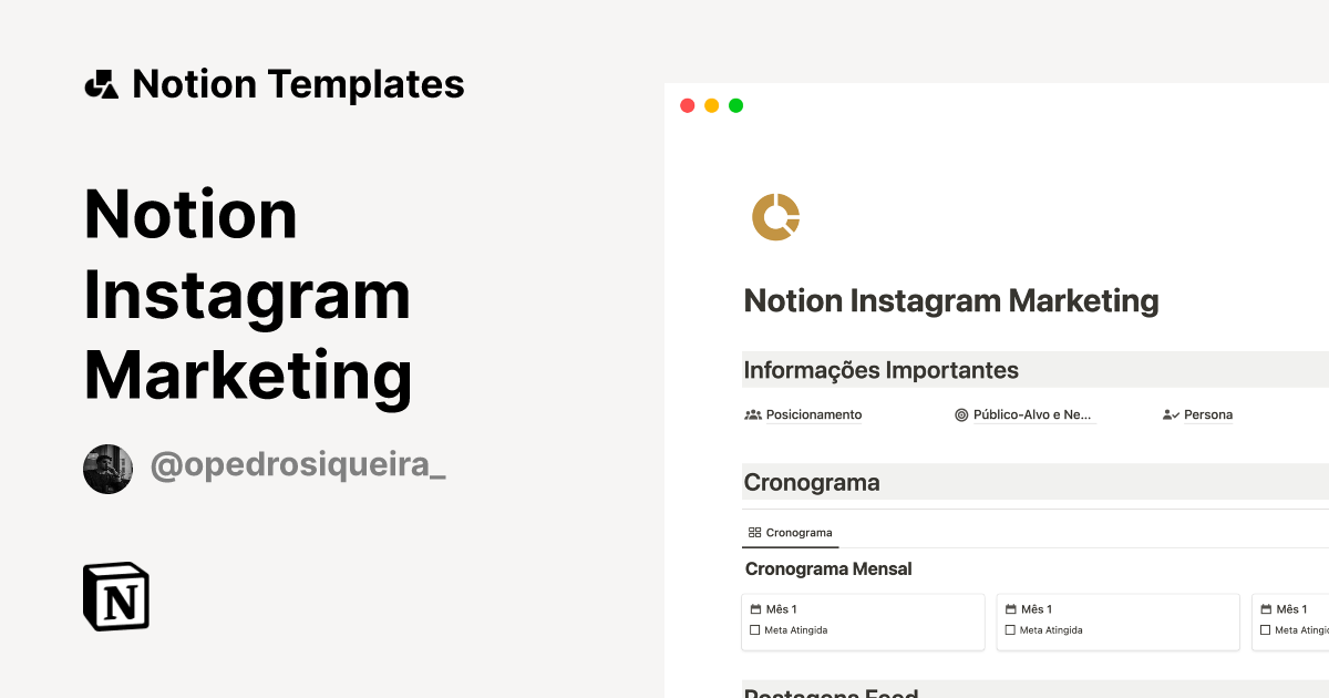 Notion Instagram Marketing Template by Pedro Siqueira | Notion Marketplace