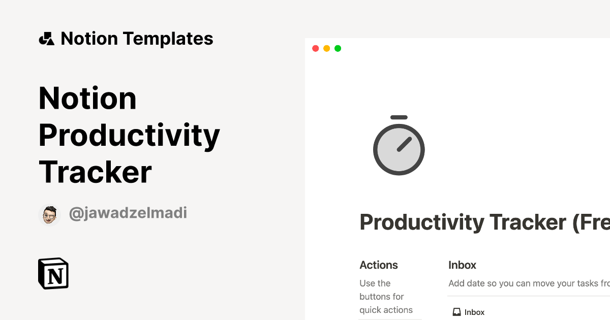 Notion Productivity Tracker Template by Jawad Zelmadi | Notion Marketplace