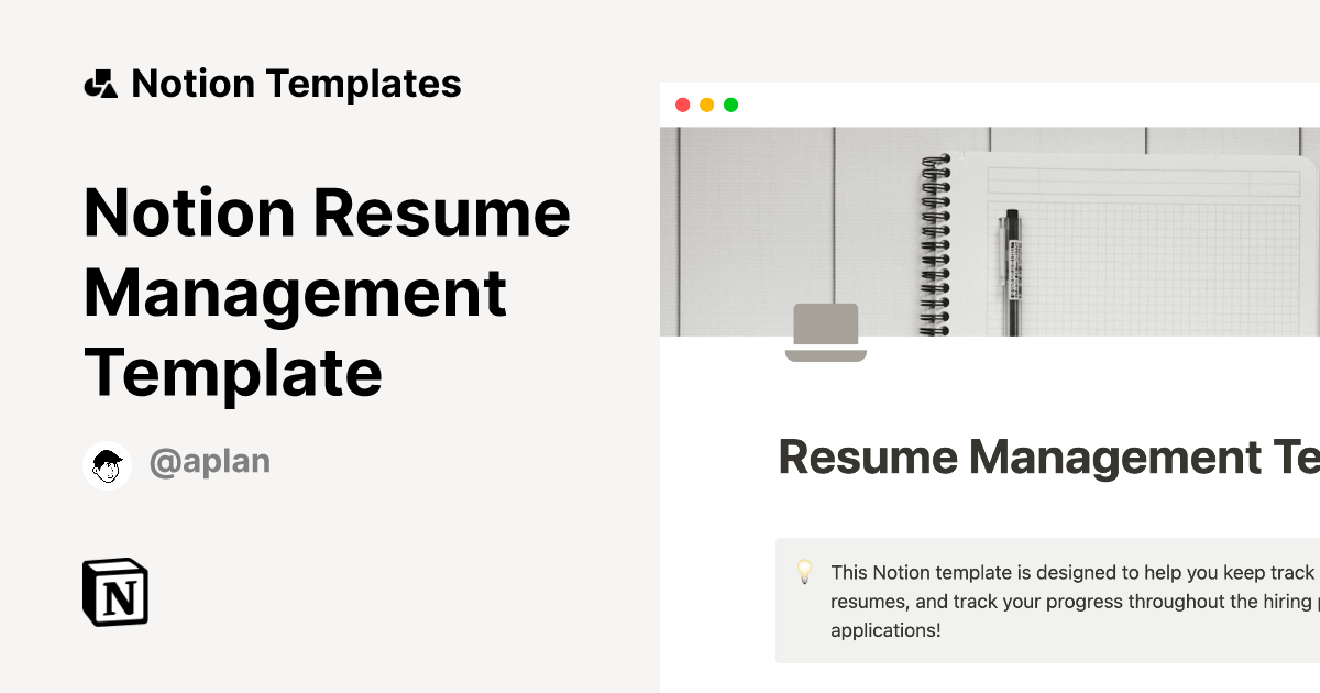 Notion Resume Management Template Template by Aplan | Notion Marketplace