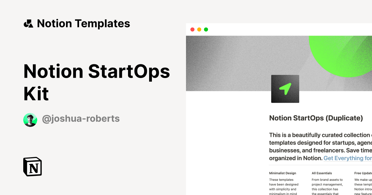 Notion StartOps Kit Template | Notion Marketplace