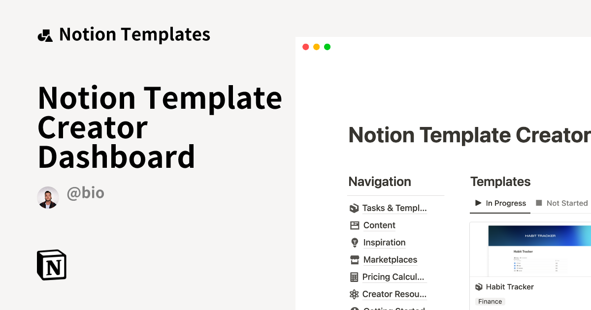 Notion Template Creator Dashboard Template by Matt Bio | Notion Marketplace