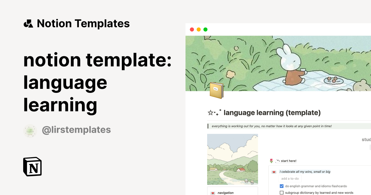 notion template: language learning Template | Notion Marketplace
