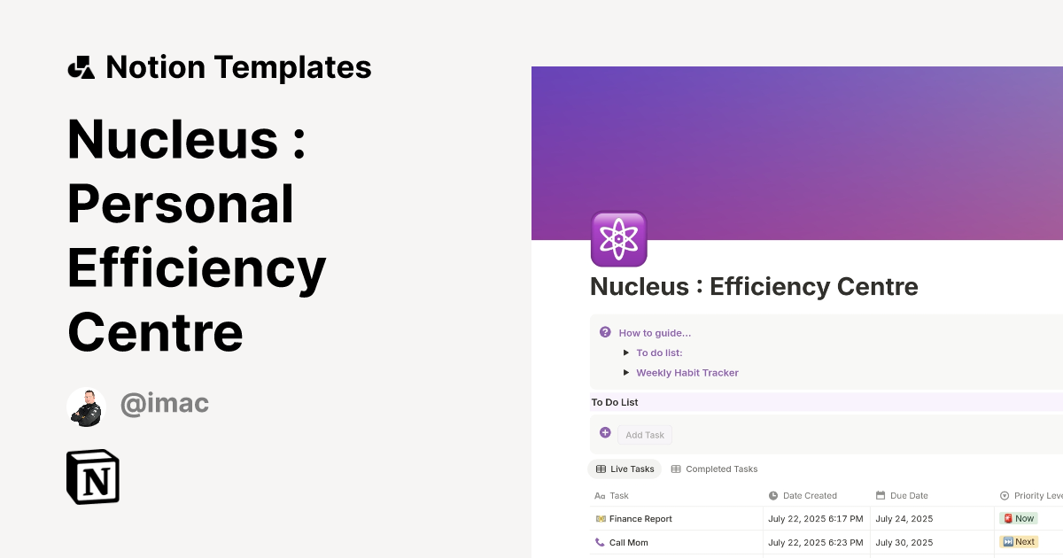 Nucleus : Personal Efficiency Centre Template by Ian MacLeod | Notion ...