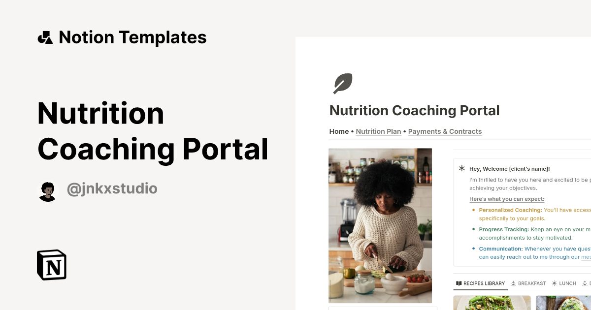 Nutrition Coaching Portal Template | Notion Marketplace