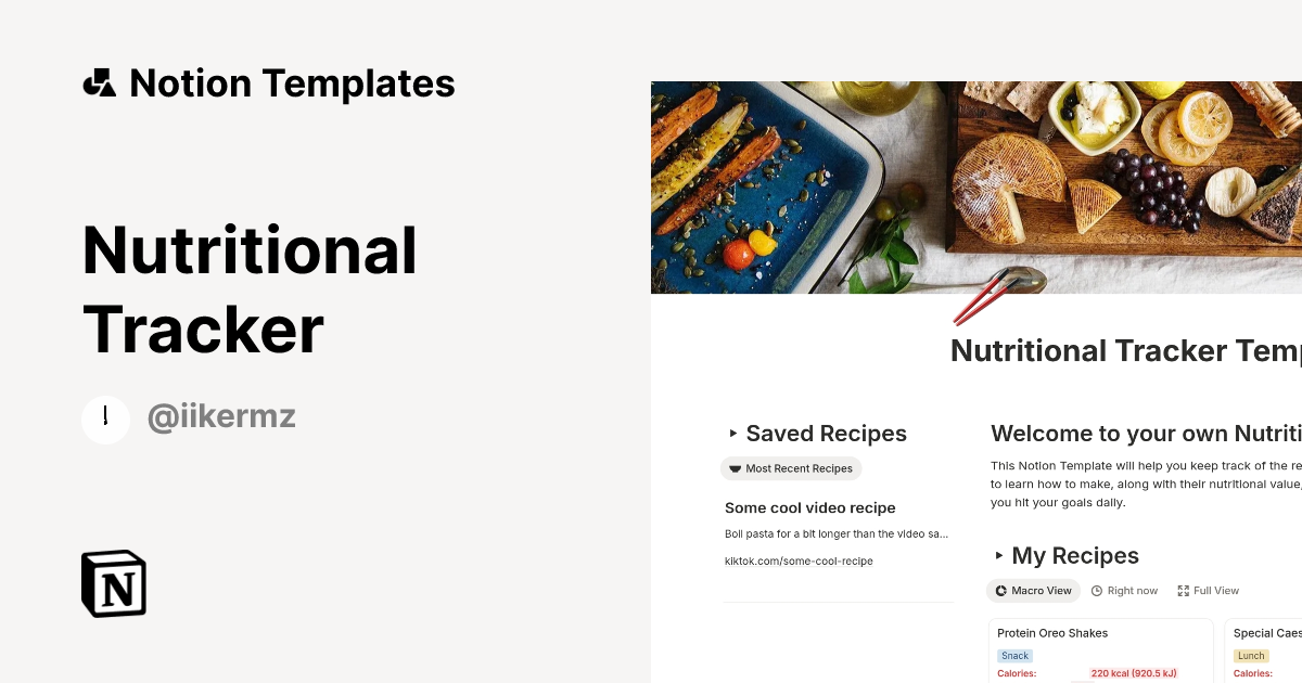 Nutritional Tracker Template by Iker M | Notion Marketplace