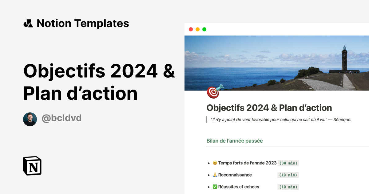 Objectifs 2024 & Plan d’action Template | Notion Marketplace