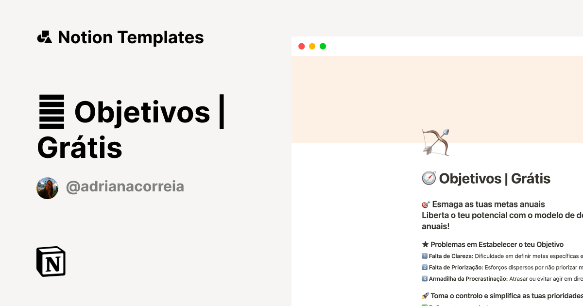 🧭 Objetivos | Grátis Template | Notion Marketplace