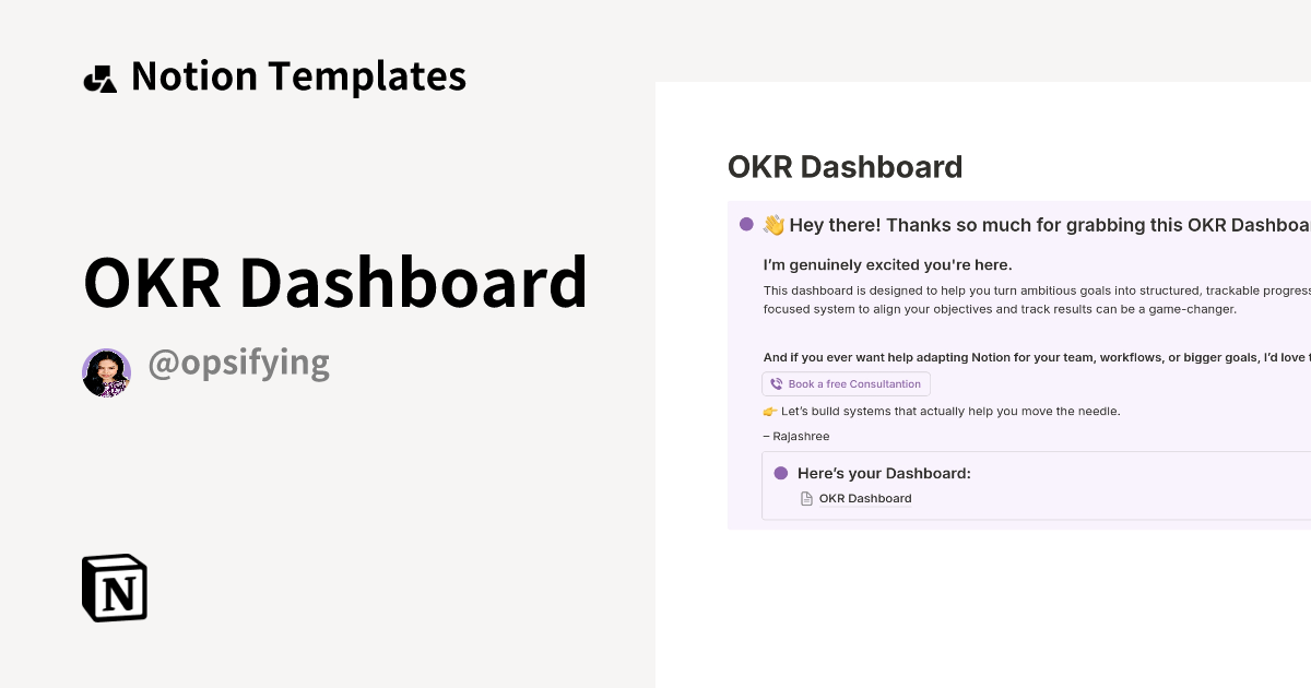 OKR Dashboard Template | Notion Marketplace