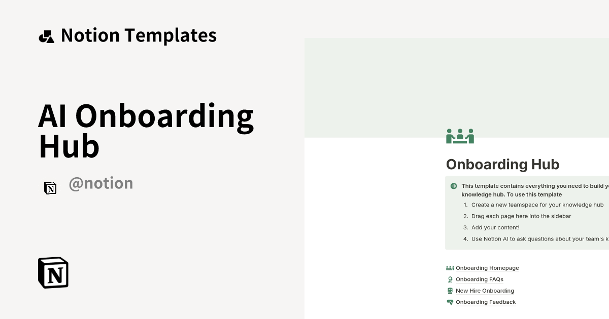AI Onboarding Hub 2026 Template | Notion Marketplace