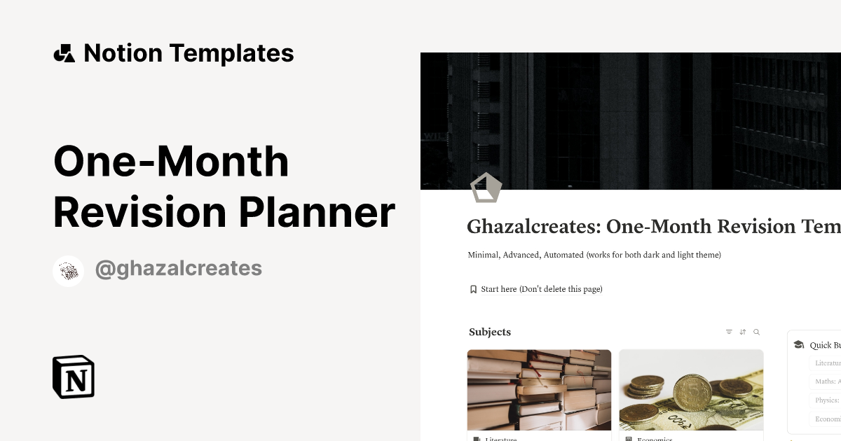 One‑Month Revision Planner Template | Notion Marketplace