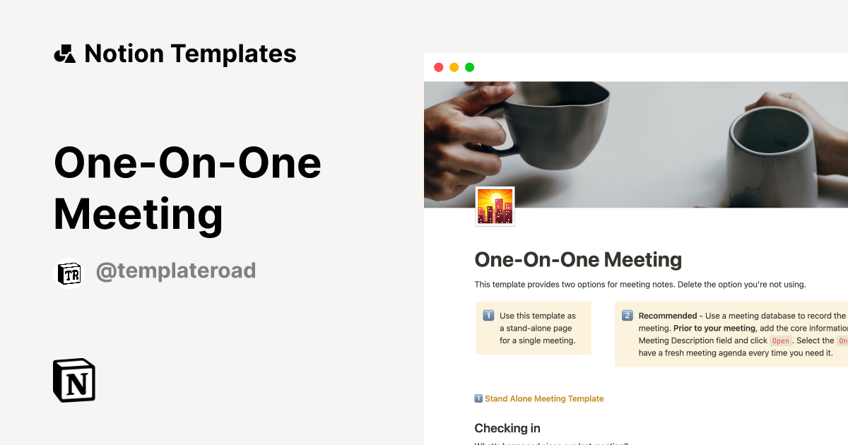 One-On-One Meeting Template by Template Road | Notion Marketplace