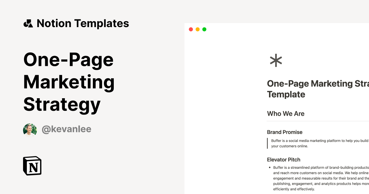 One-Page Marketing Strategy Template by Kevan Lee | Notion Marketplace