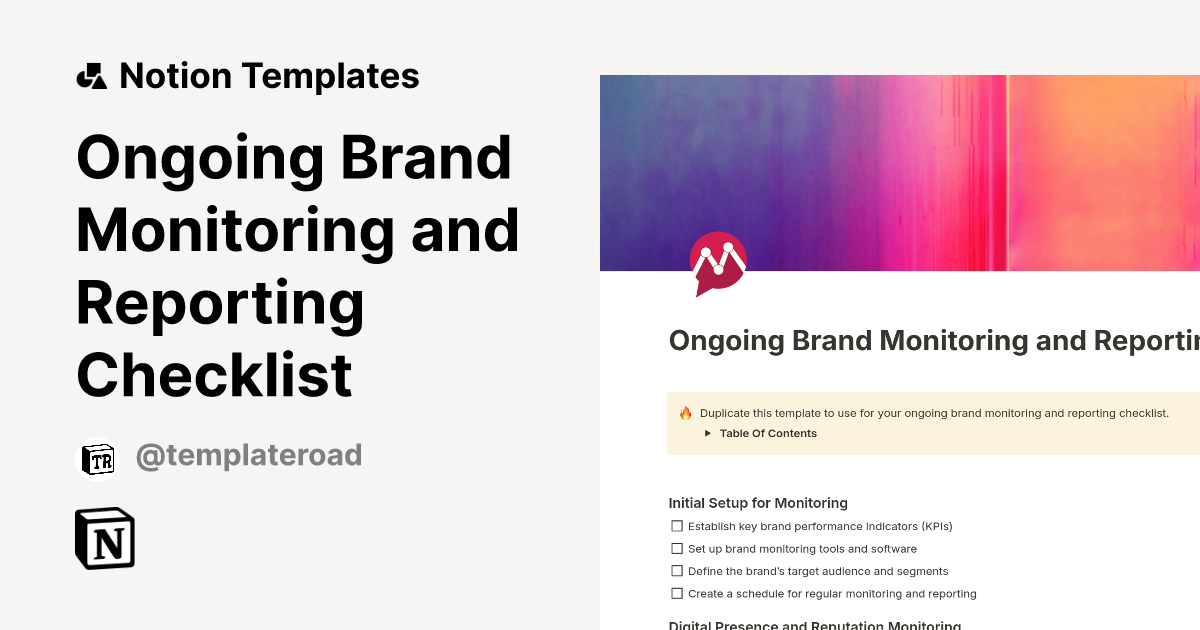 Ongoing Brand Monitoring and Reporting Checklist Template by Template ...