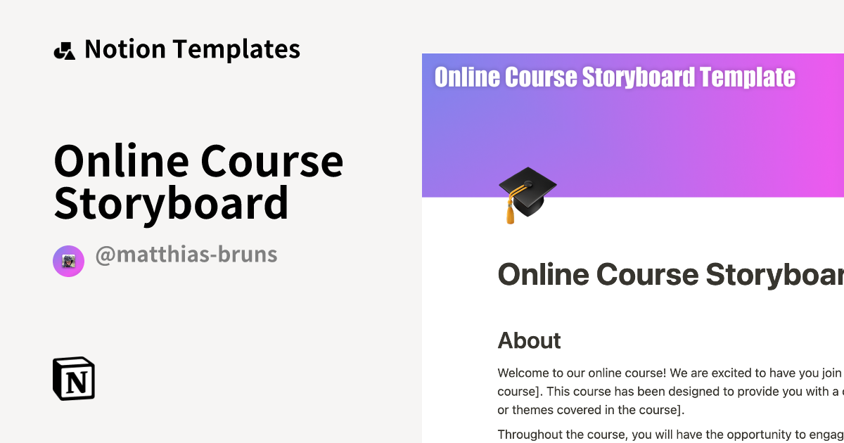 Online Course Storyboard Template | Notion Marketplace