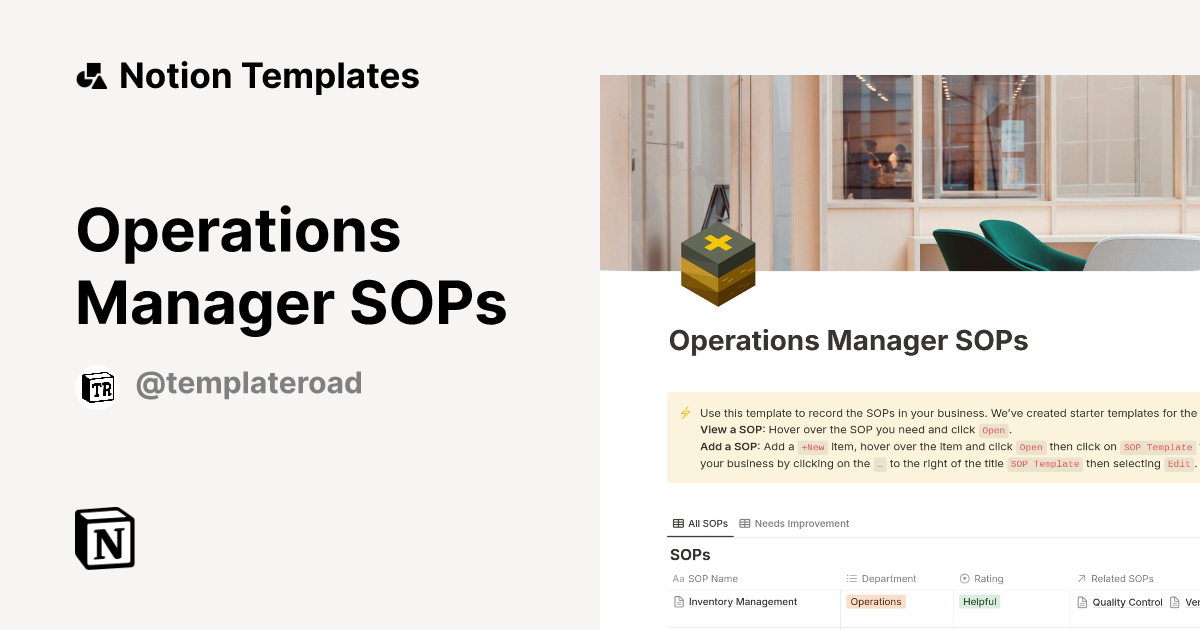 Operations Manager SOPs Template by Template Road | Notion Marketplace