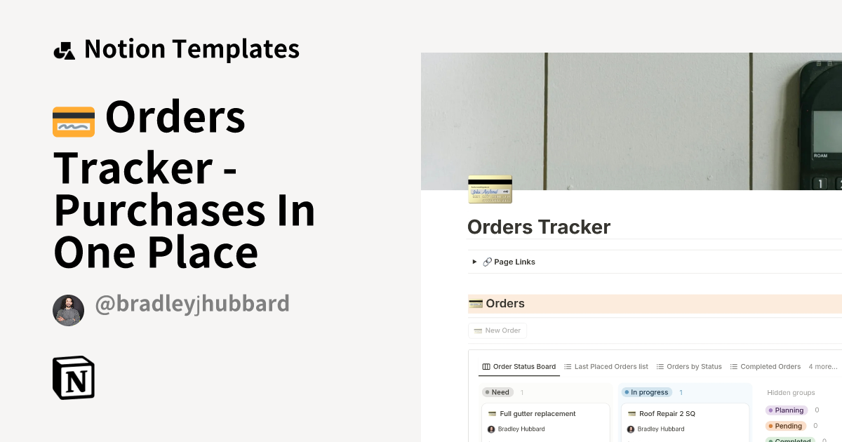 💳 Orders Tracker - Purchases In One Place Template | Notion Marketplace