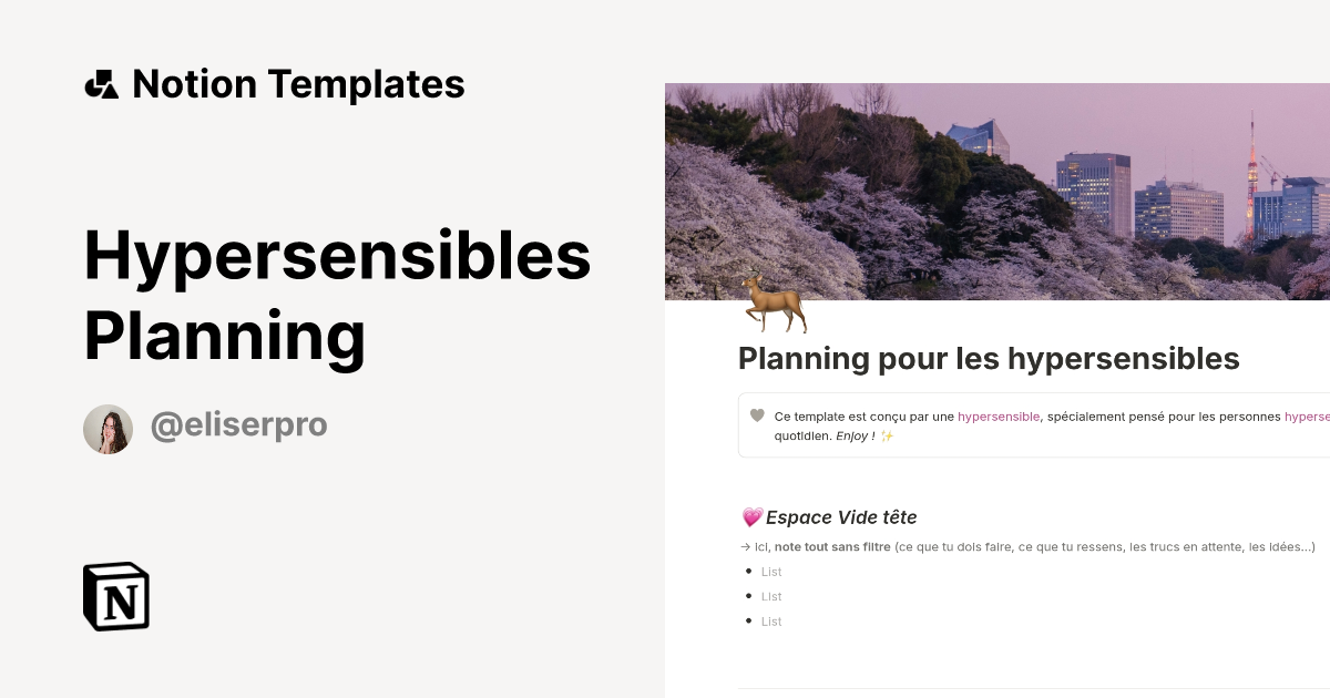 Hypersensibles Planning Template | Notion Marketplace