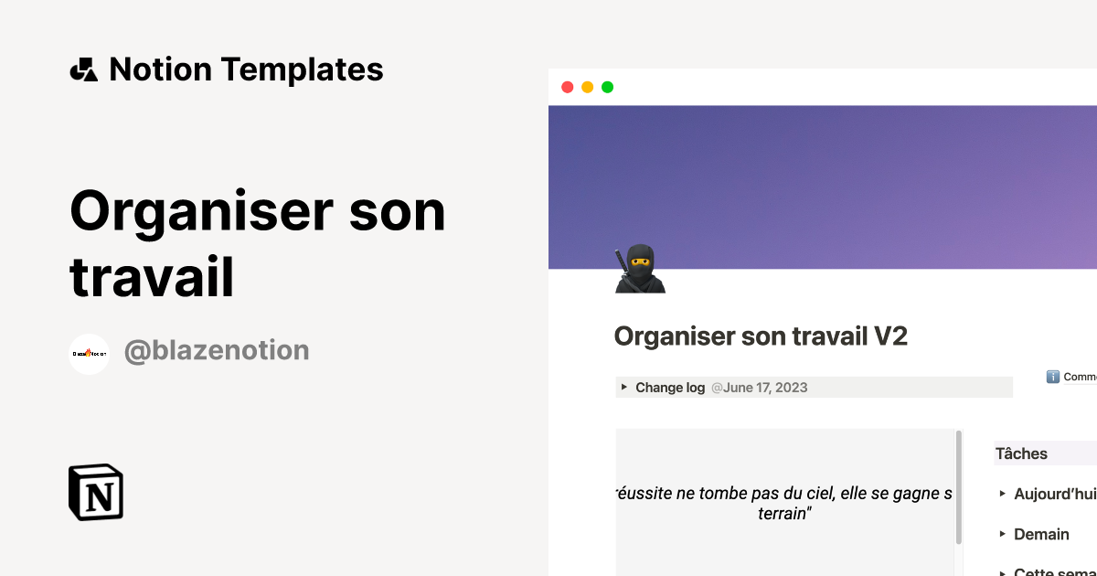 Organiser son travail Template | Notion Marketplace