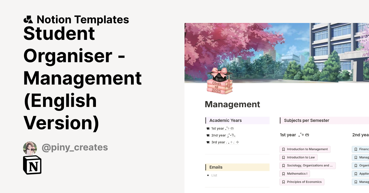 Student Organiser - Management (English Version) Template by Piny ...