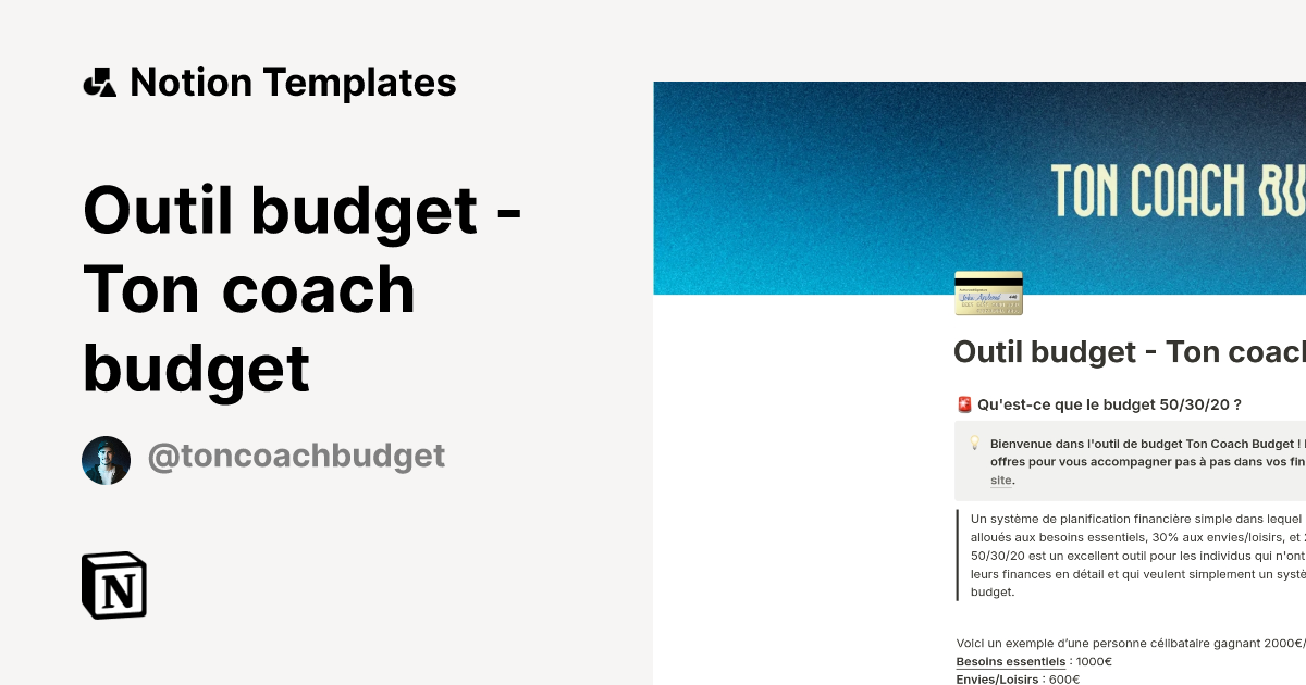 Outil budget - Ton coach budget Template | Notion Marketplace