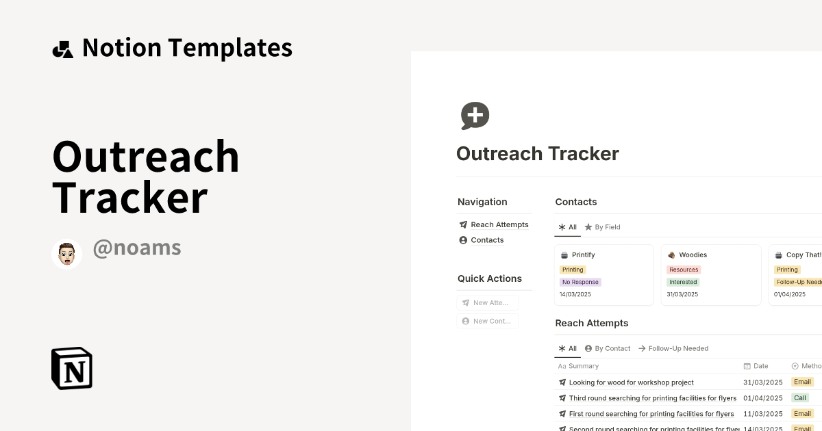 Outreach Tracker Template | Notion Marketplace