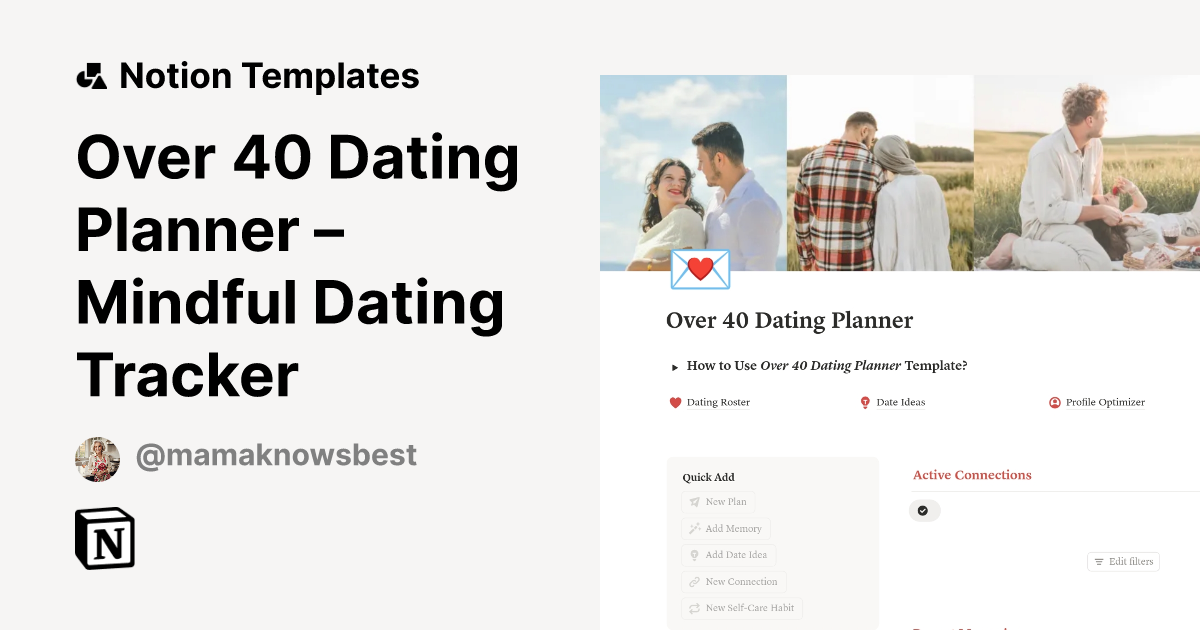 Over 40 Dating Planner – Mindful Dating Tracker Template by ...