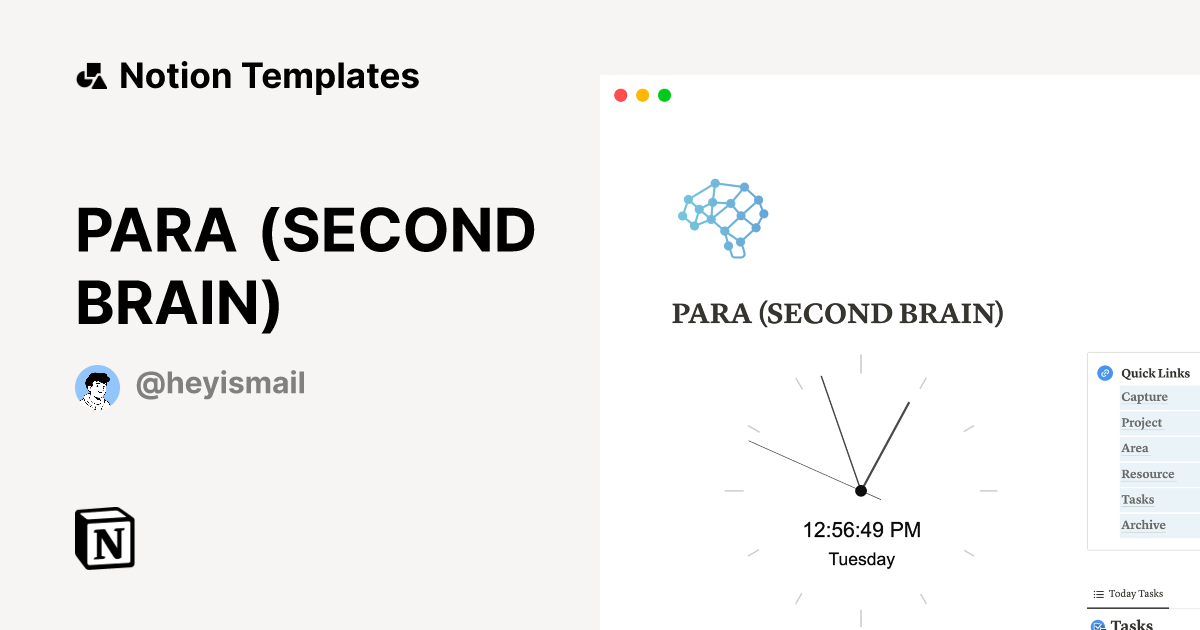 PARA (SECOND BRAIN) Template by heyismail | Notion Marketplace