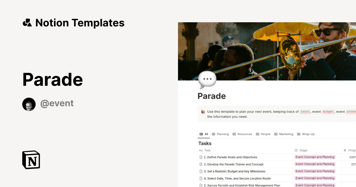 Parade Template | Notion Marketplace
