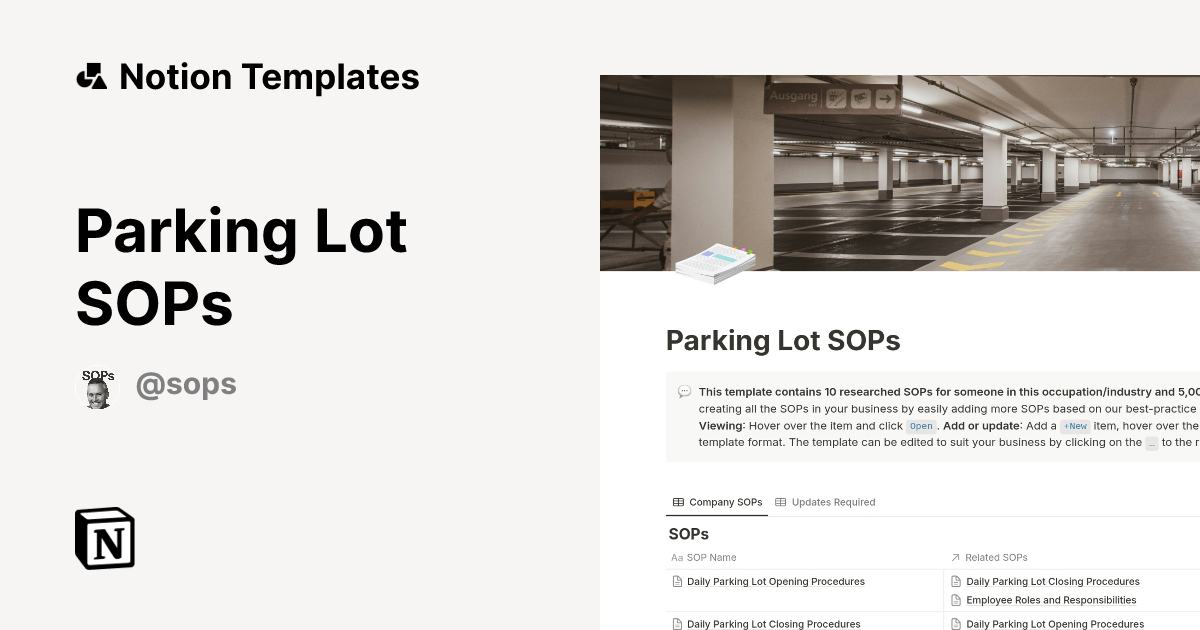 Parking Lot SOPs Template | Notion Marketplace