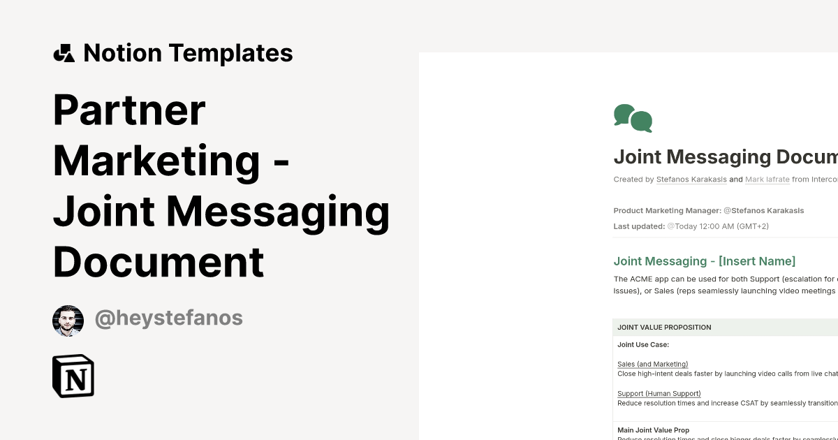 Partner Marketing - Joint Messaging Document Template by Stefanos ...