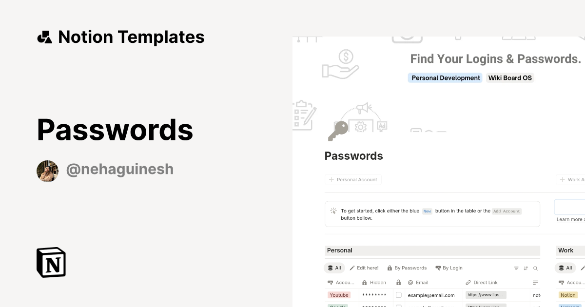 Passwords Template by Neha Guinesh | Notion Marketplace
