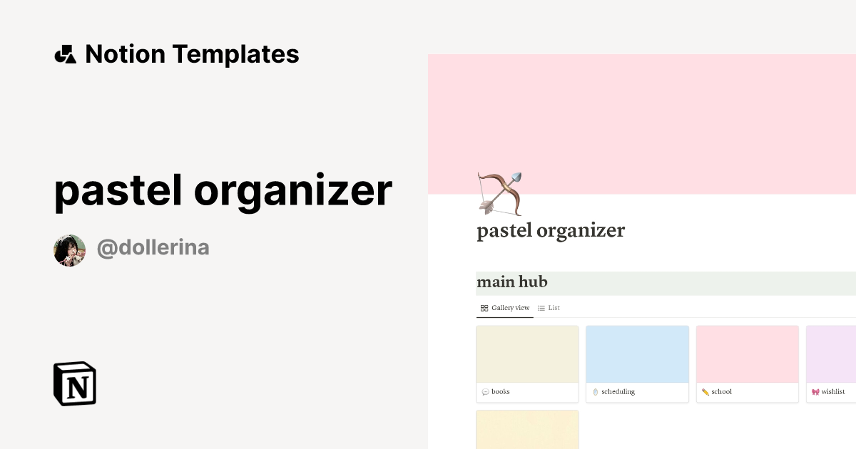pastel organizer Template | Notion Marketplace
