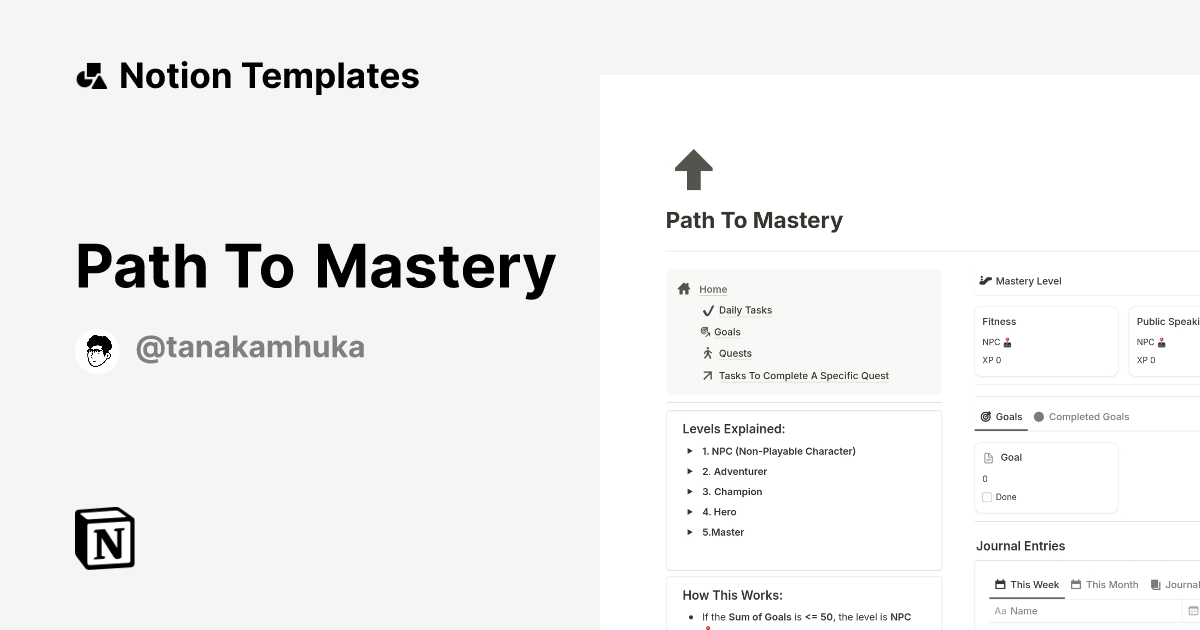 Path To Mastery Template | Notion Marketplace