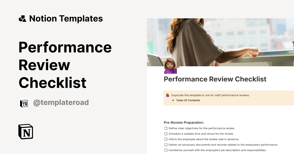 Performance Review Checklist Template by Template Road | Notion Marketplace