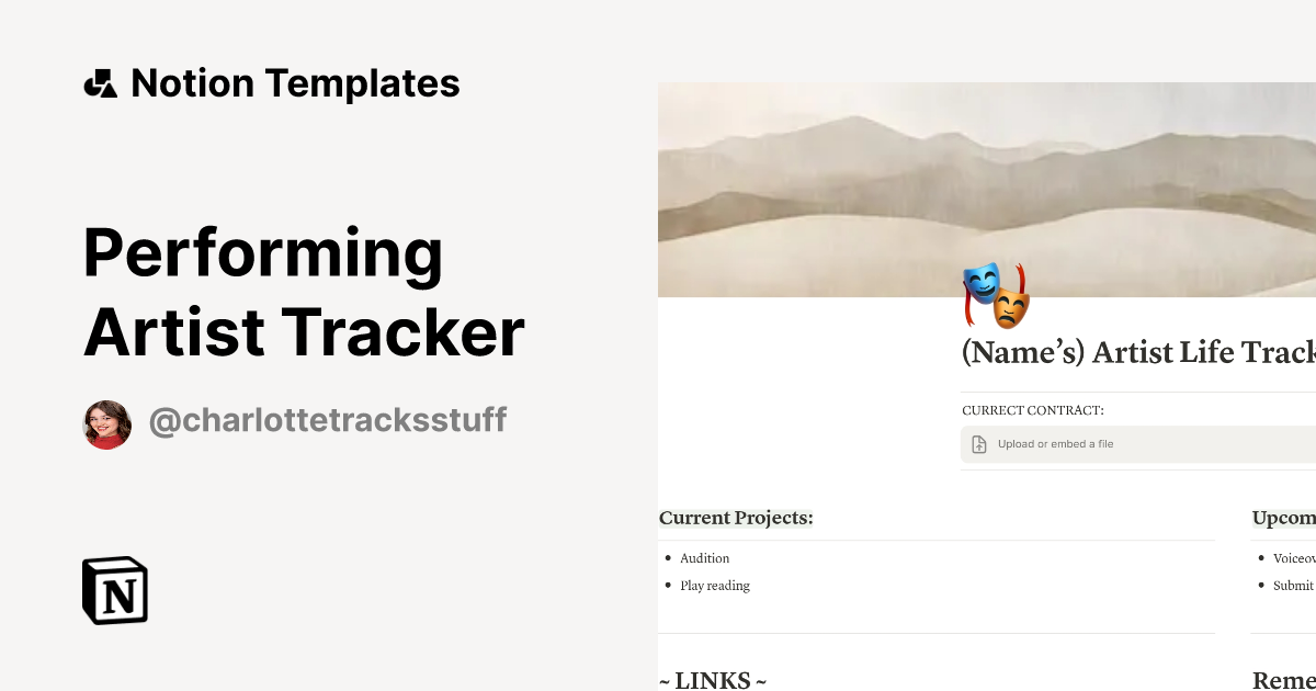 Performing Artist Tracker Template by CharlotteTracksStuff | Notion ...