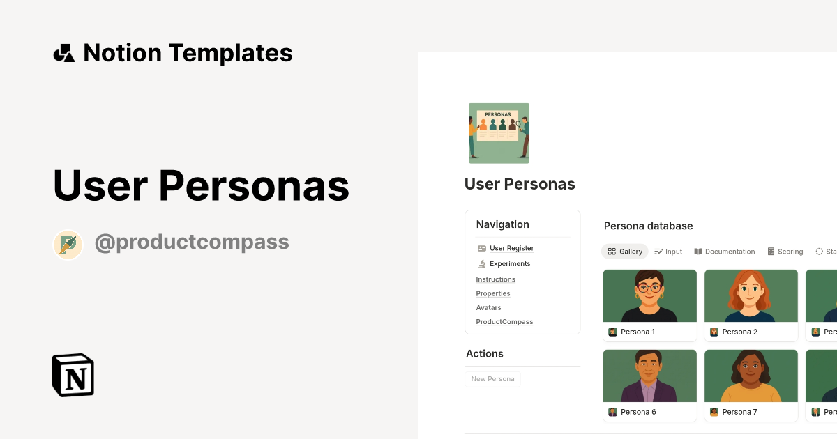 User Persona Framework Template by ProductCompass | Notion Marketplace