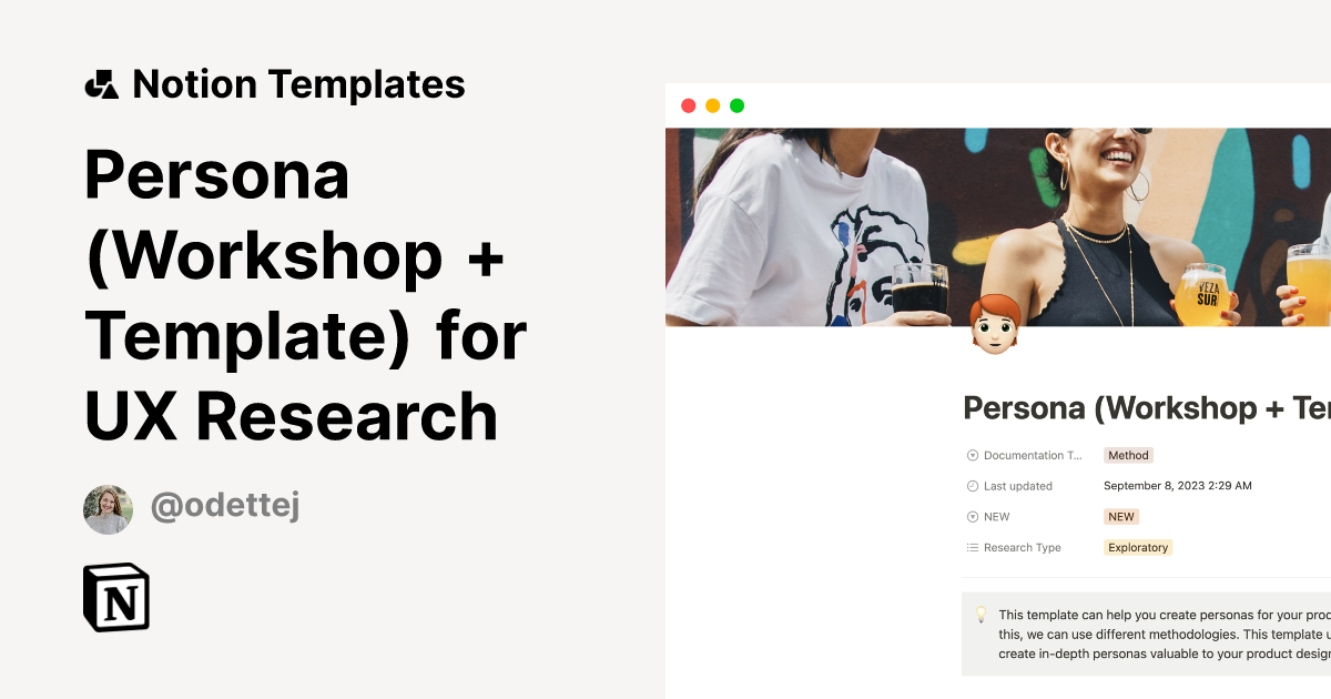 Persona (Workshop + Template) for UX Research Template by Odette Jansen ...